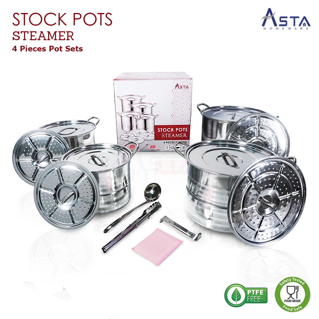 Stock Pots Steamer Panci Stainless Steel Set - Asta Homeware