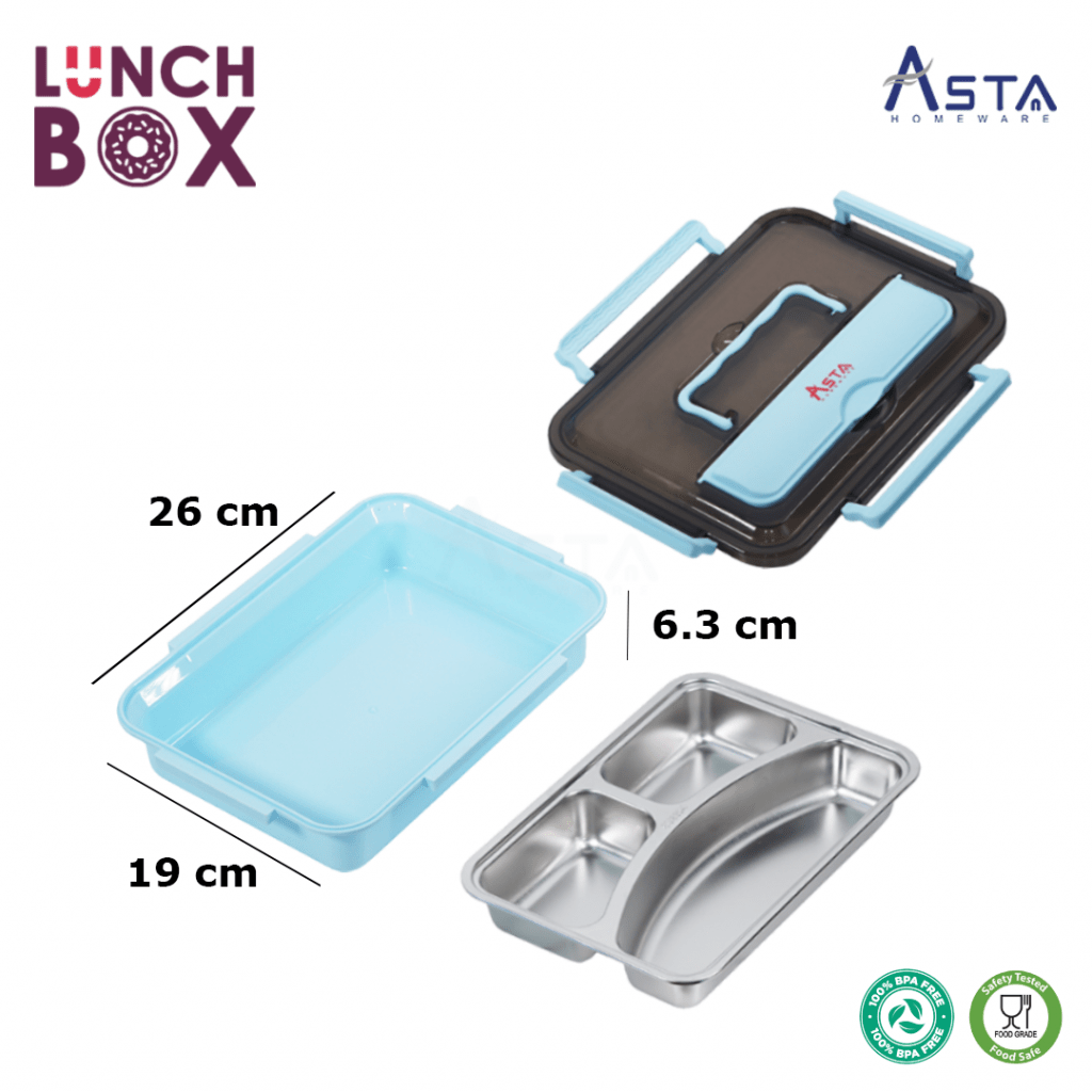 Tempat Makan Siang Lunch Box Stainless - Biru - Asta Homeware